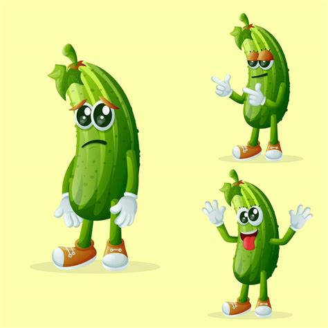 cute cucumber characters with different facial expressions 25551322