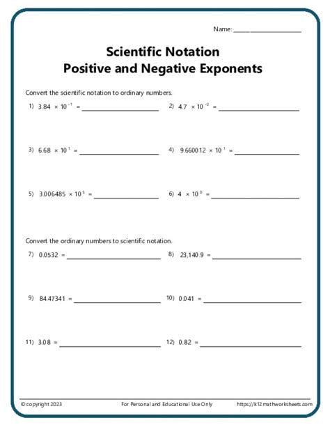 Scientific Notation Worksheets