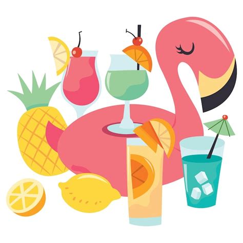 Premium Vector Cartoon Summer Cocktail Fun