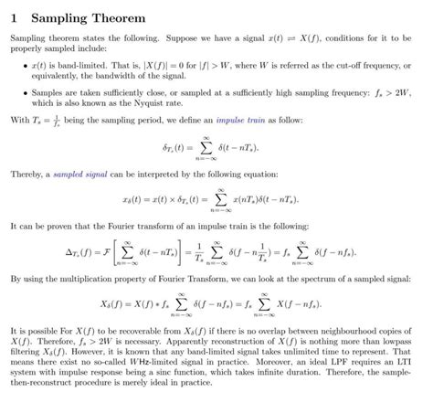 Solved Sampling Theorem Sampling Theorem States The Chegg