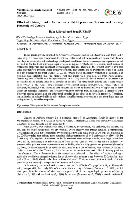 Pdf Effect Of Chicory Inulin Extract As A Fat Replacer On Texture And