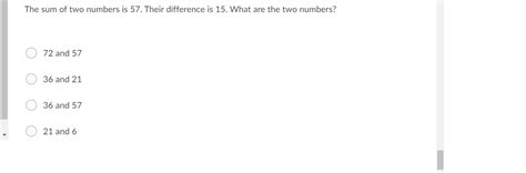 answered the sum of two numbers is 57 their… bartleby