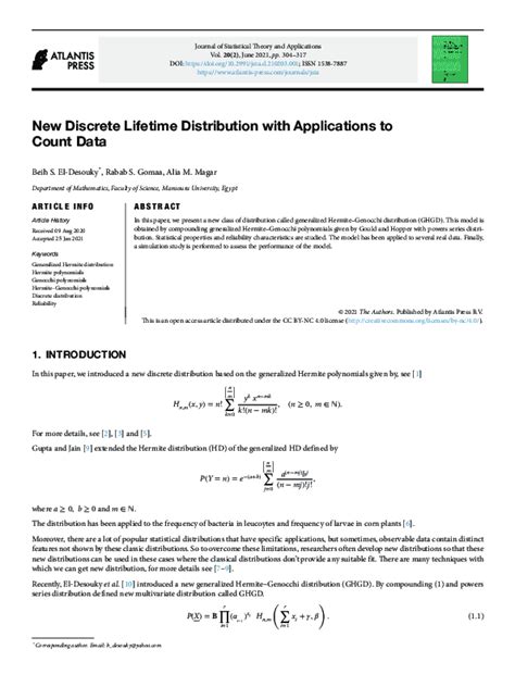 Pdf New Discrete Lifetime Distribution With Applications To Count Data