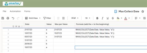 Using Max To Get Latest Date By Criteria Smartsheet Community