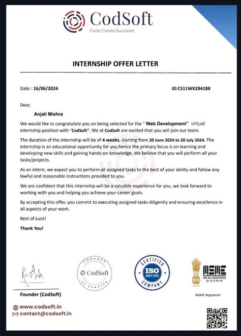 Anjali Mishra On Linkedin Internship Webdevelopment