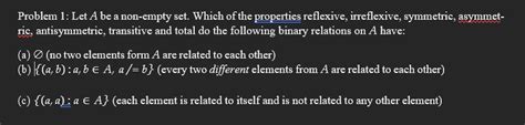 solved problem 1 let a be a non empty set which of the
