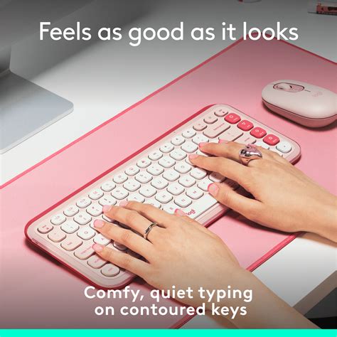 Logitech POP Icon Keys Wireless Bluetooth Keyboard Comfy Quiet Typing On Contoured Keys