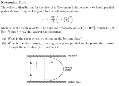 Solved Newtonian Fluid The Velocity Distribution For The