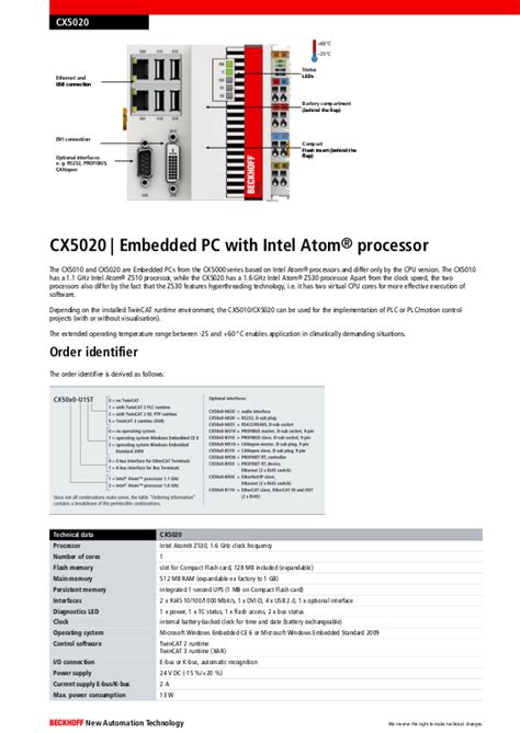 Beckhoff Cx5020 Cx5010 User Manual