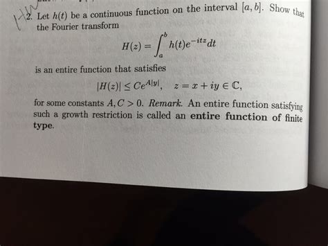 Solved Let H T Be A Continuous Function On The Interval A Chegg Com