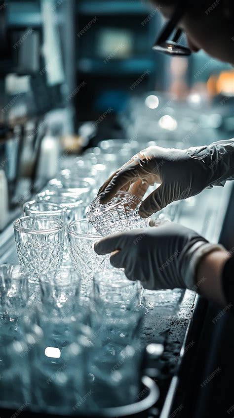 Factory Worker Handling Fragile Materials In Delicate Setting Premium