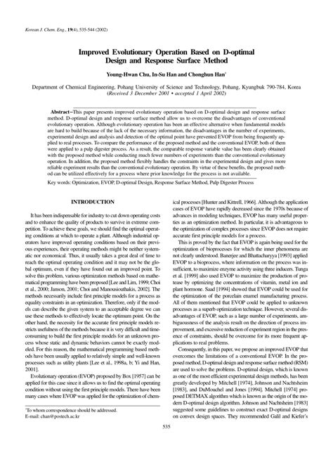 Pdf Improved Evolutionary Operation Based On D Optimal Design And