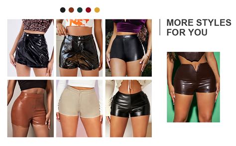 Wdirara Womens High Waisted Pu Leather Skinny Shorts Sexy Biker Shorts