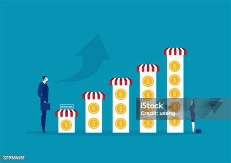 프랜차이즈 컨셉 벡터 일러스트레이터의 비즈니스 투자 프랜차이즈 및 성장 영업권에 대한 스톡 벡터 아트 및 기타 이미지 영업권 마케팅 개념 Istock