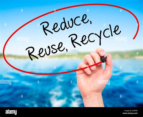 Man Hand Writing Reduce Reuse Recycle With Black Marker On Visual Screen Isolated On Background