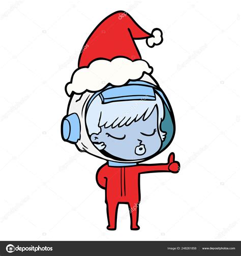 입고 엄지손가락을 주는 예쁜 우주 비행사 여자의 선 그리기 스톡 벡터 ©lineartestpilot 248261858