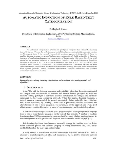 Automatic Induction Of Rule Based Text Categorization Pdf