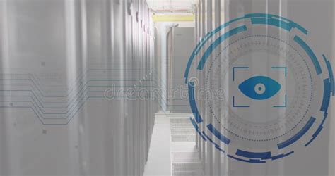 Image Of Retina Round Scanner And Microprocessor Connections Against