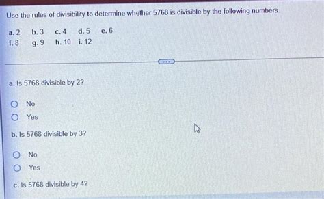 Solved Use The Rules Of Divisibility To Determine Whether Chegg