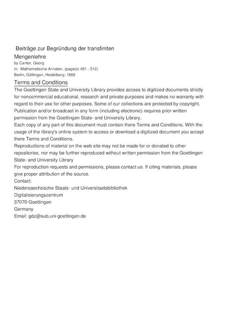 Pdf Beiträge Zur Begründung Der Transfiniten Mengenlehre By Cantor