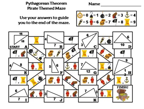 Pythagorean Theorem Activity Pirate Themed Math Maze Teaching Resources