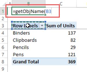 Get Excel Table Name Or Pivot Name Formula Or UDF