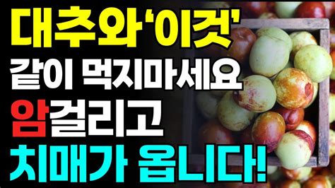 대추와 이것 함께 먹지 마세요 암과 치매에 걸릴 수 있습니다 궁합음식과 상극음식 환절기 면역력 최고인 대추의 효능 건강정보 Youtube
