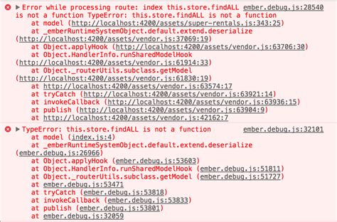Javascript Ember Data Error While Processing Route This Store FindALL