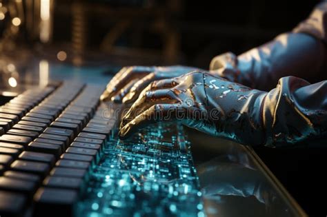 Innovative Automation Robot S Keyboard Typing Highlights Ai Research And Development Stock