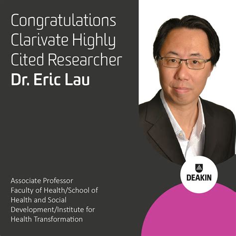 Congratulations Dr Eric Lau Associate Professor At The School Of