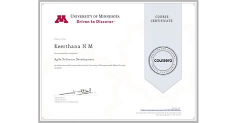Keerthana N M On Linkedin Completion Certificate For Agile Software