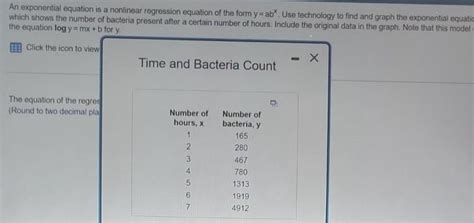 Solved An Exponential Equation Is A Nonlinear Regression
