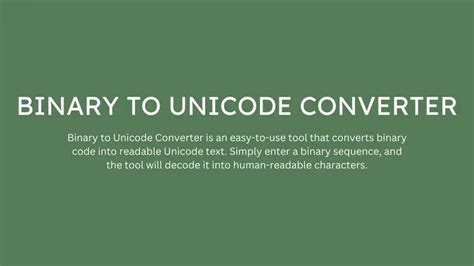 Binary To Unicode Converter