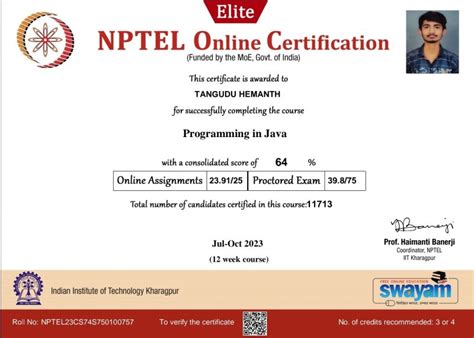 Tangudu Hemanth On Linkedin Nptel Linkedinconnections Coursecompletion