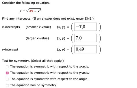 Solved Consider The Following Equationy49 X22find Any