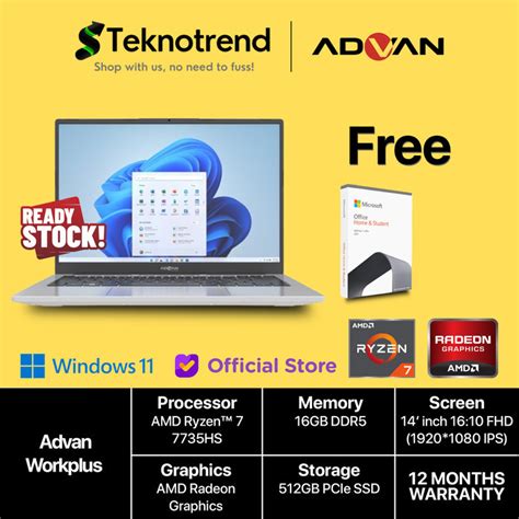 Jual Advan Laptop Workplus Amd Ryzen Hs Gb Gb Fhd Work Plus Shopee Indonesia