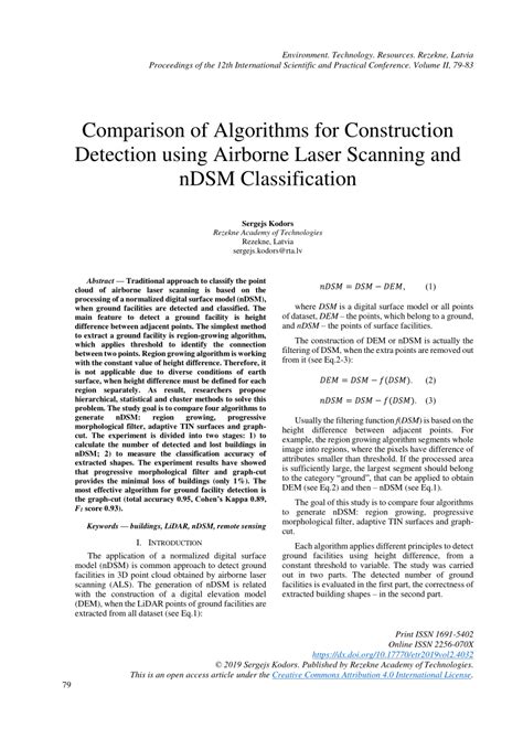 Pdf Comparison Of Algorithms For Construction Detection Using Airborne Laser Scanning And Ndsm