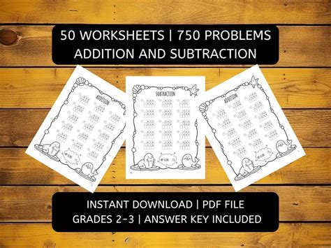50 Printable Triple Digit Addition And Subtraction Practice Worksheets Etsy
