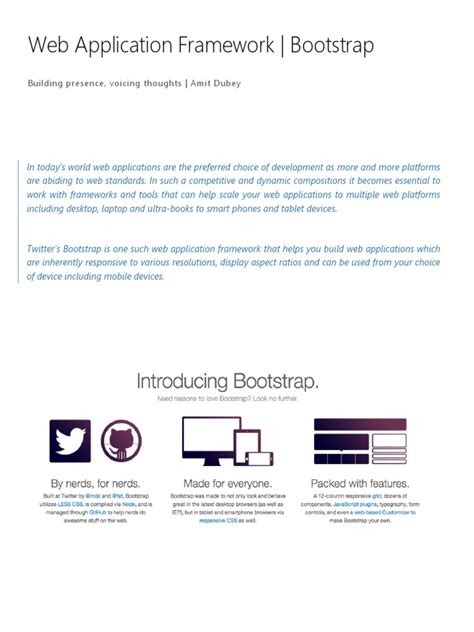 Web Application Framework Bootstrap Pdf Bootstrap Front End