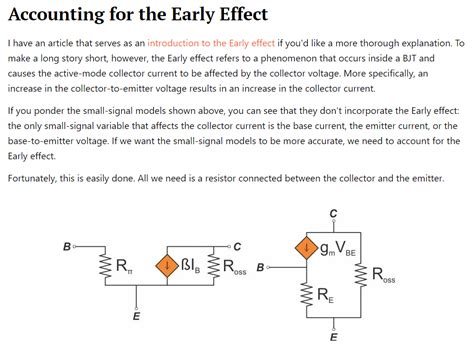 Power Electronics Bjt Early Effect And The Small Signal Model Electrical Engineering Stack
