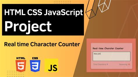 Html Css Javascript Project Real Time Character Counter Youtube
