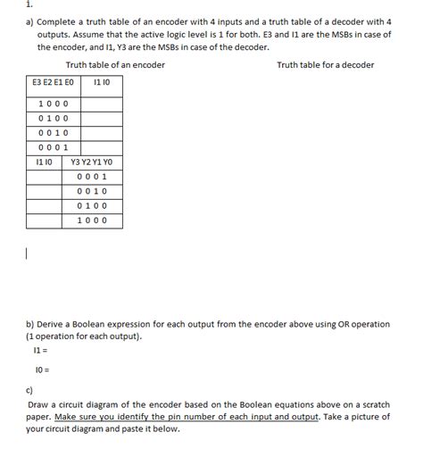 Solved A Complete A Truth Table Of An Encoder With Chegg