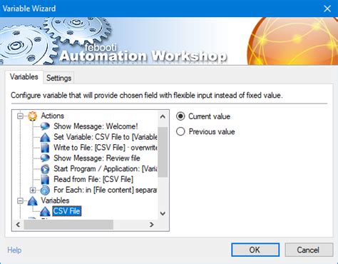 Variable Wizard Features A New Variables Category Automated Tasks