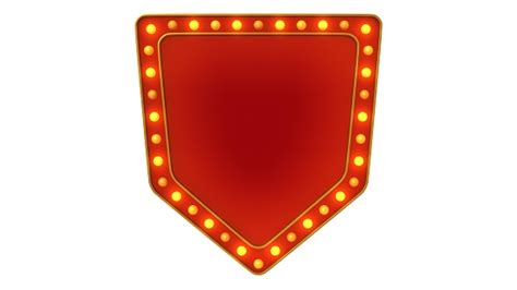 흰색 배경에 빨간색 윤곽 골드 테두리 라이트 보드 기호 복고풍 3d 렌더링 3차원 형태에 대한 스톡 사진 및 기타 이미지 3