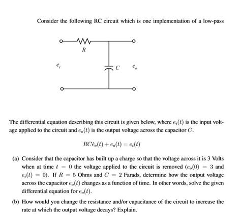 Solved Consider The Following RC Circuit Which Is One Chegg Com