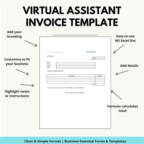 Virtual Assistant Invoice Template Virtual Assistant Business Forms Business Invoice Template