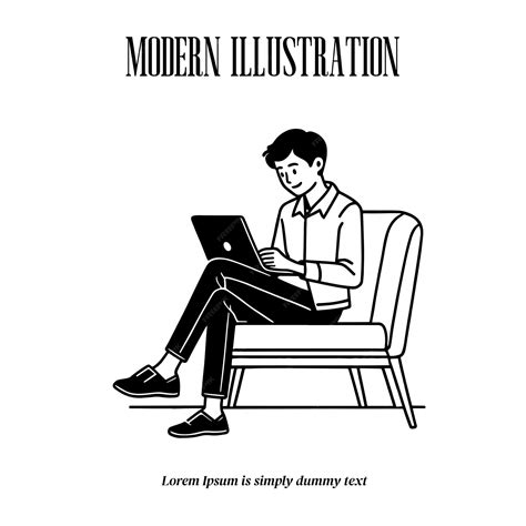 Premium Vector Modern Black And White Illustration Of A Man Working