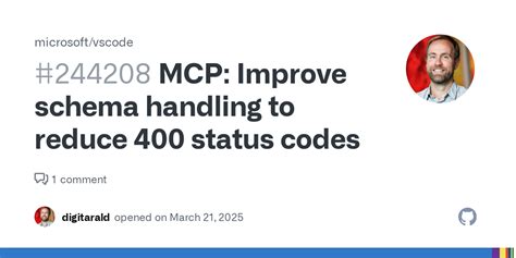 MCP Improve Schema Handling To Reduce 400 Status Codes Issue 244208 Microsoft Vscode GitHub