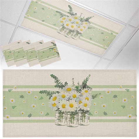 4 Pack Flowers White Fluorescent Light Covers For Ceiling Lights Daisy