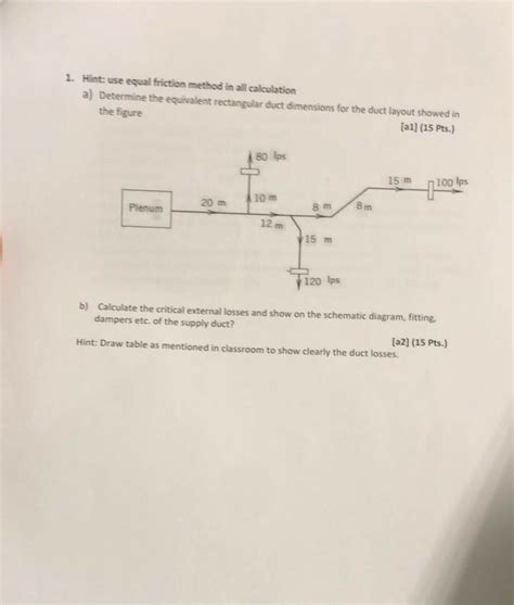 Solved Hint Use Equal Friction Method In All Calculation A